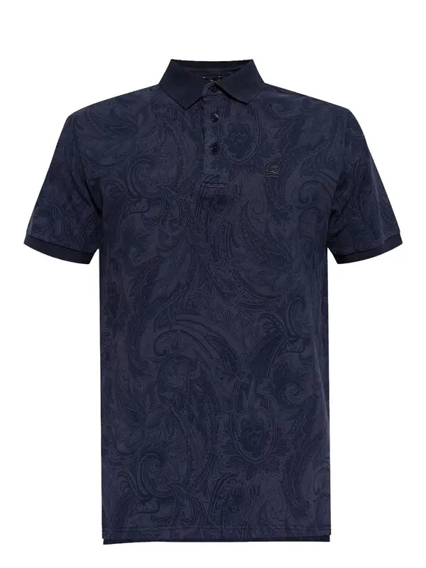 Etro Tonal Paisley Print Polo Shirt - Blue