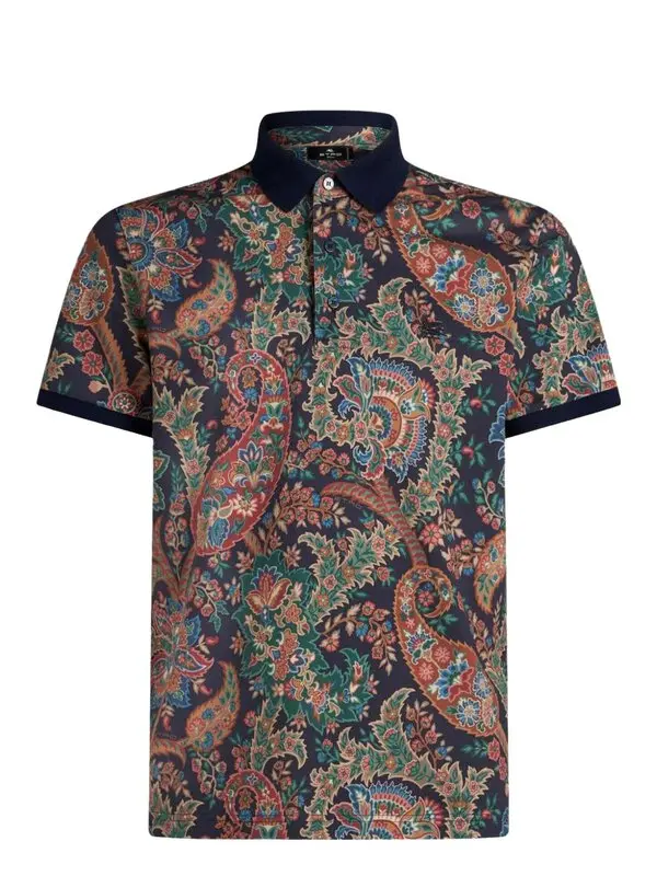 Etro Floral Paisley Print Polo Shirt - Blue
