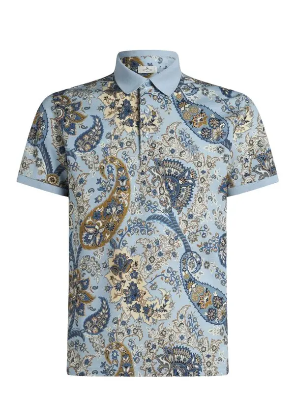 Etro Floral Paisley Print Polo Shirt - Blue