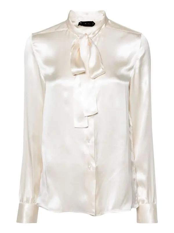 TOM FORD Pussy-bow Silk Shirt - Neutrals