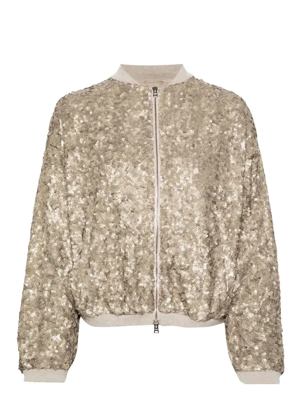 Herno Sequin-embellished Bomber Jacket - Gold