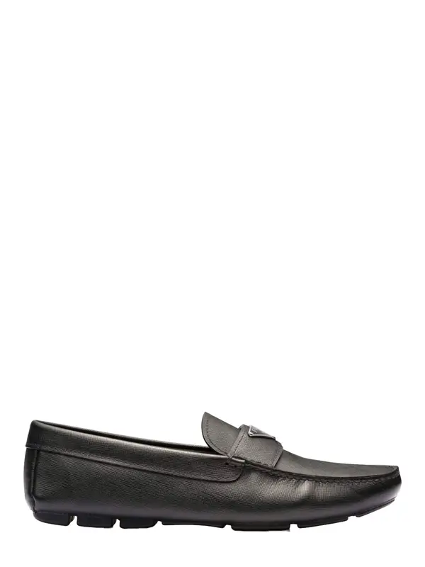 Prada Triangle-logo Leather Loafers - Black