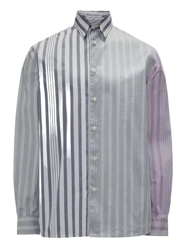 JW Anderson Panelled Stripe-print Shirt - Grey