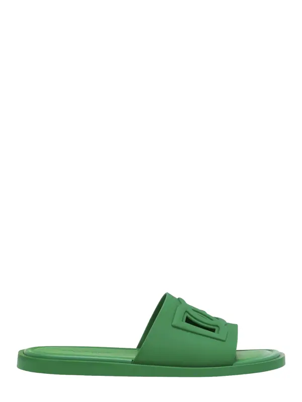 Dolce & Gabbana Logo-embossed Cut-out Slides - Green