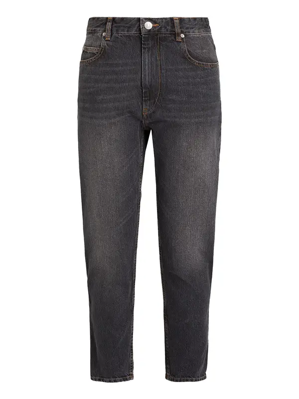 MARANT ETOILE Cropped Tapered High-rise Jeans - Anthracite