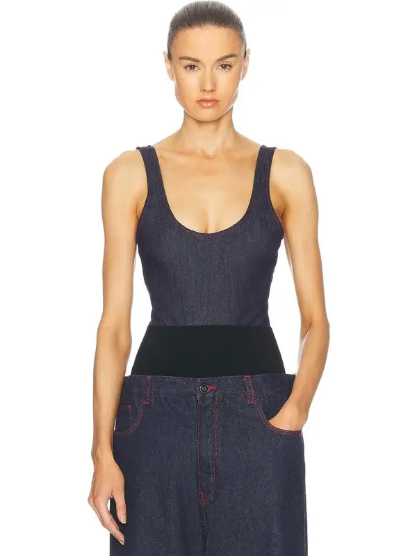 Alaïa Tank Top Bodysuit - Bleu Fonce