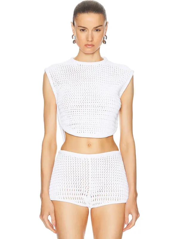 Alaïa Crew Neck Top - Blanc