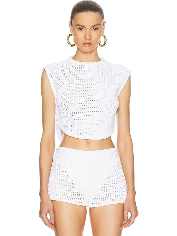 Alaïa Crew Neck Top - Blanc