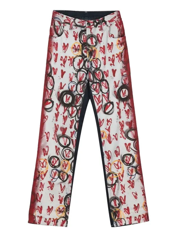CHARLES JEFFREY Exclusive Painted Art Cotton Jeans - Blue