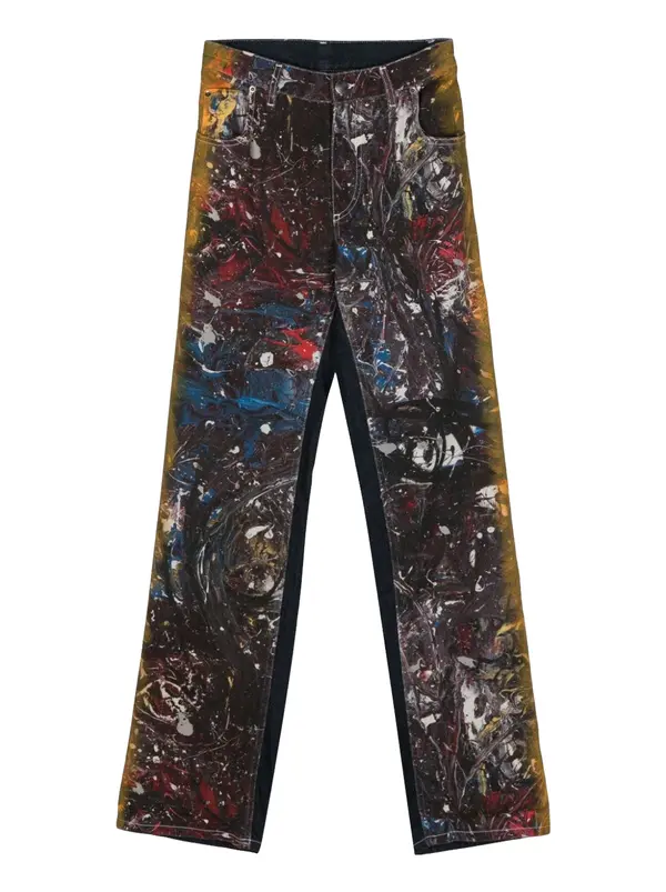 CHARLES JEFFREY Painted Art Cotton Jeans - Blue