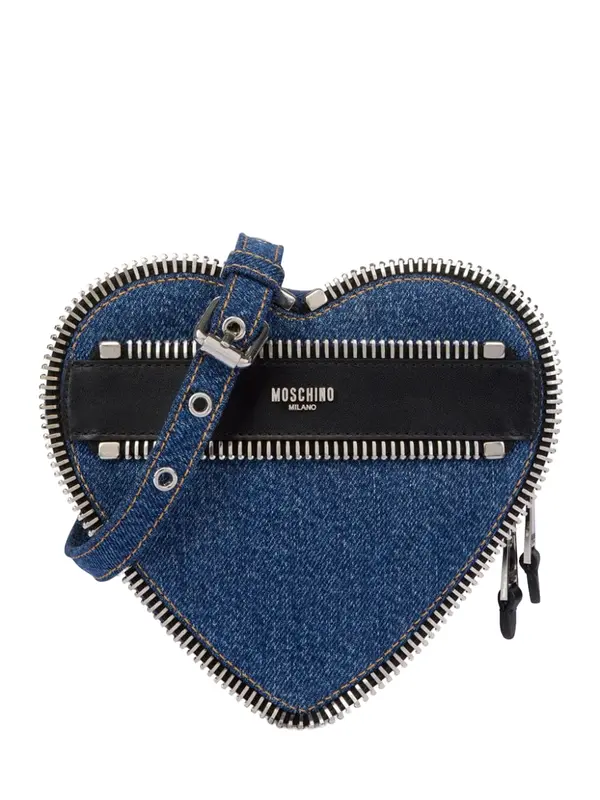 Moschino Heart-shaped Denim Crossbody Bag - Blue