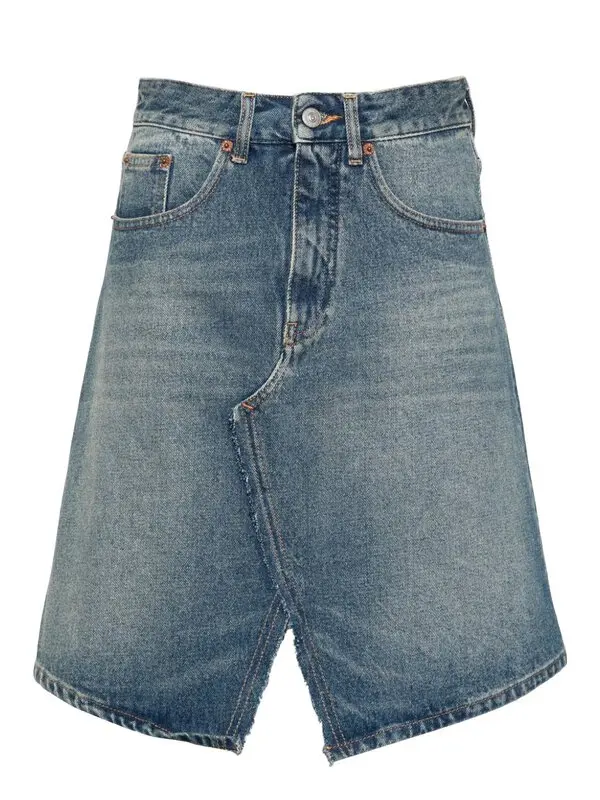 MAISON MARGIELA Faded Denim Midi Skirt - Blue