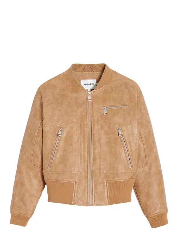 Apparis Faux-leather Bomber Jacket - Brown