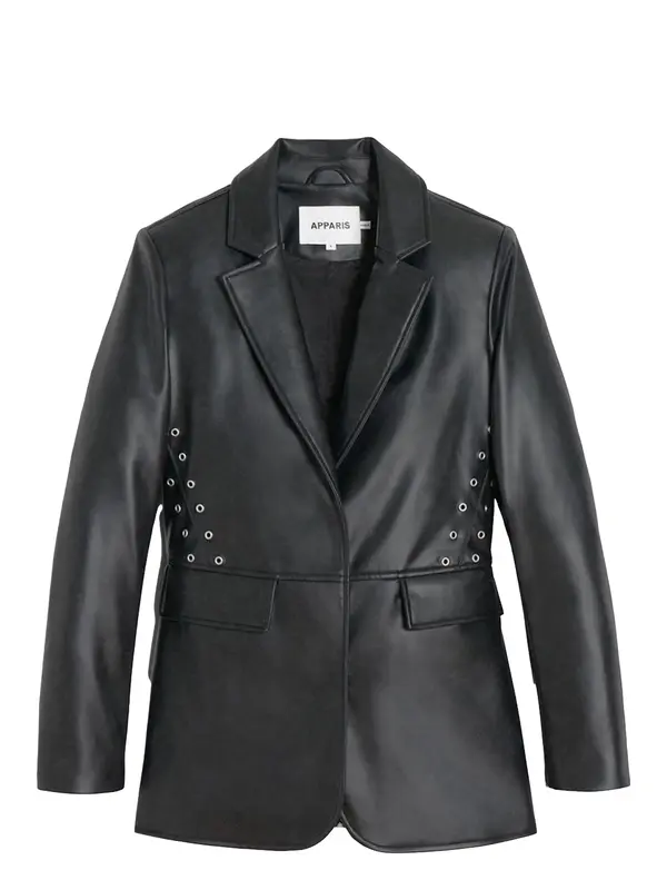 Apparis Faux-leather Blazer - Black