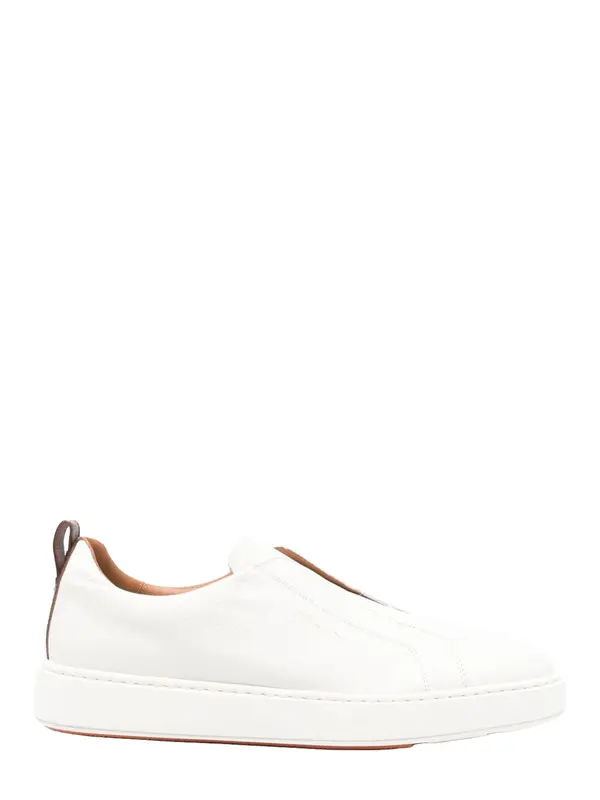 Santoni Logo-print Leather Sneakers - Neutrals