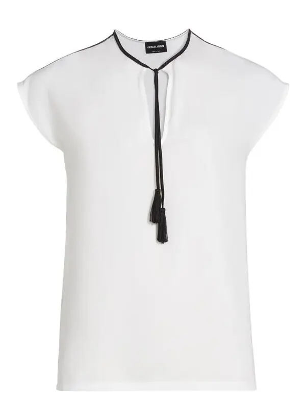 Giorgio Armani Tassel Silk Georgette Blouse - Wind