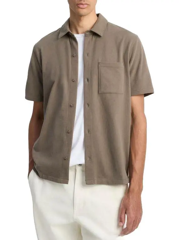 Vince Sueded Jersey Short Sleeve Button-up Shirt - Dome