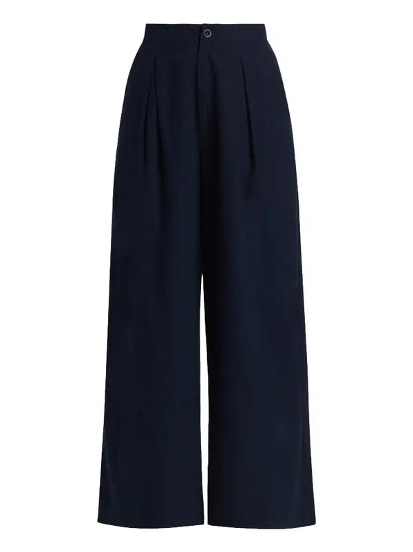Jenni Kayne Silk Relaxed Cropped Trousers - Navy
