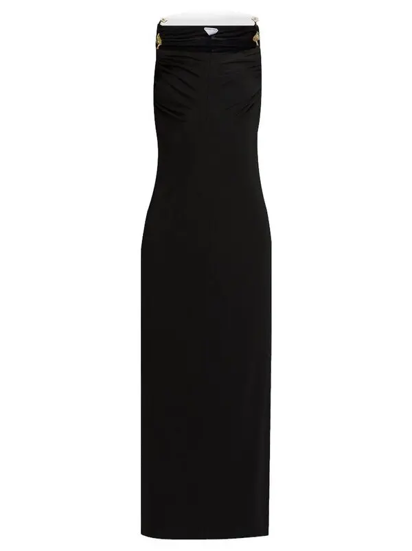Bottega Veneta Crêpe Embellished Strap Slip Dress - Black