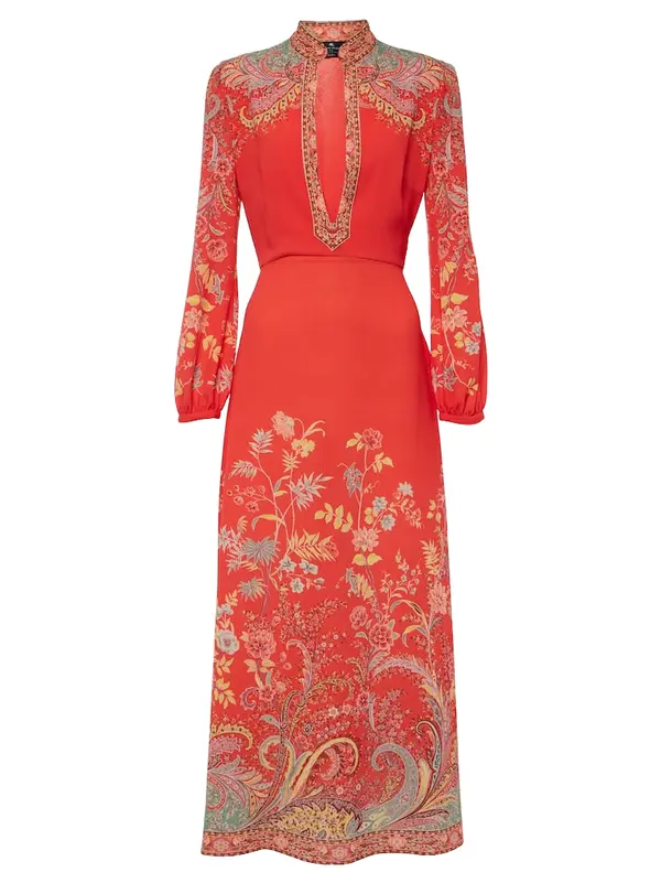 Etro Printed Midi Dress - Red