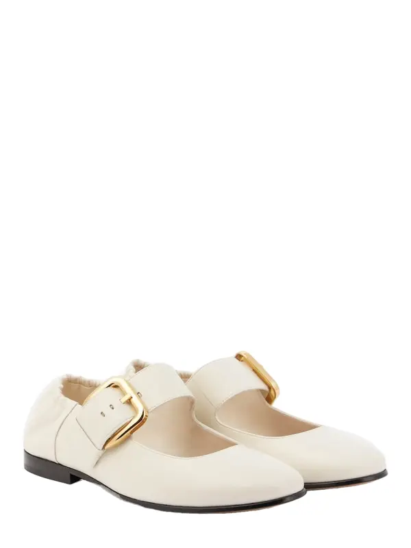 Bottega Veneta Astaire Leather Mary Jane Flats - White