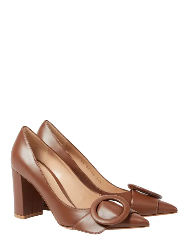 GIANVITO ROSSI 85 Leather Pumps - Brown