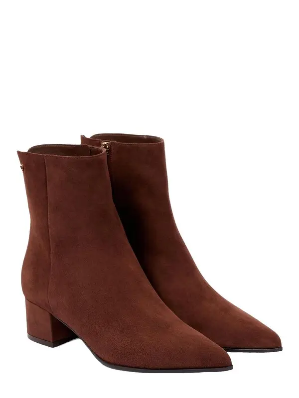 GIANVITO ROSSI Lyell 45 Suede Ankle Boots - Brown