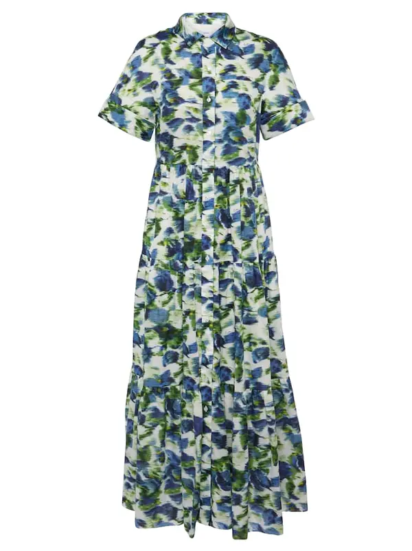 Erdem Floral Tiered Cotton Poplin Midi Dress - Multicoloured
