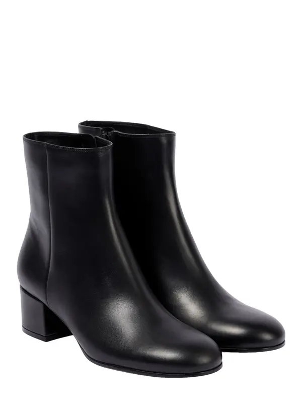 GIANVITO ROSSI 45 Leather Ankle Boots - Black