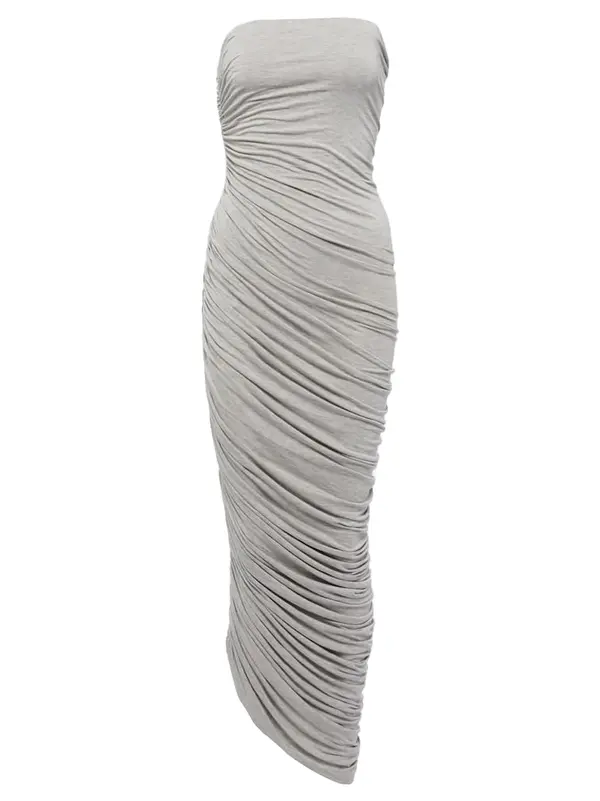 Norma Kamali Diana Ruched Maxi Dress - Grey