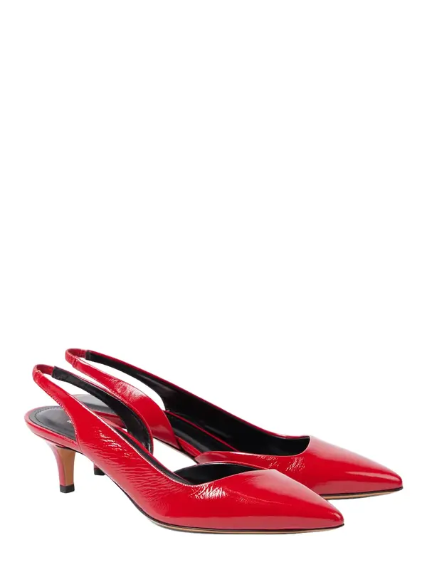 Isabel Marant Piery Patent Leather Slingback Pumps - Red