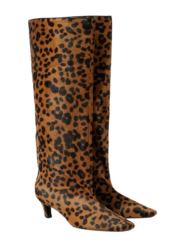 TOTEME Leopard Calf Hair Knee-high Boots - Brown