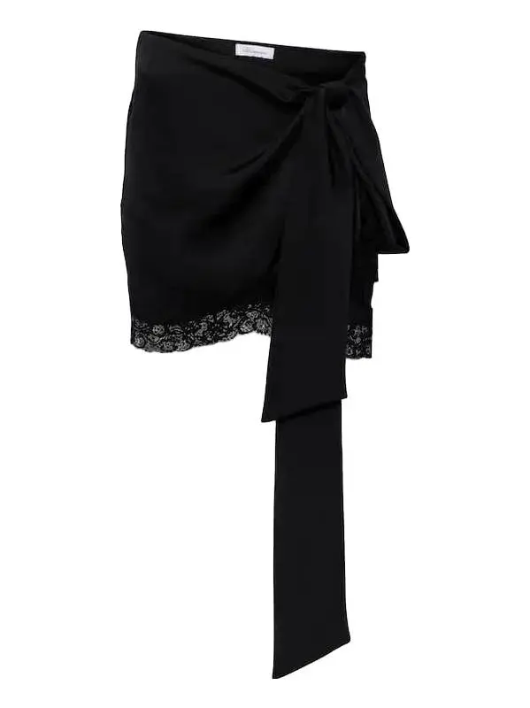 Blumarine Lace-trimmed Draped Miniskirt - Black