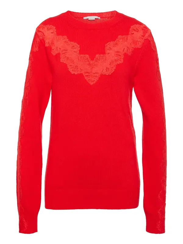 Stella McCartney Lace-trimmed Wool Sweater - Red