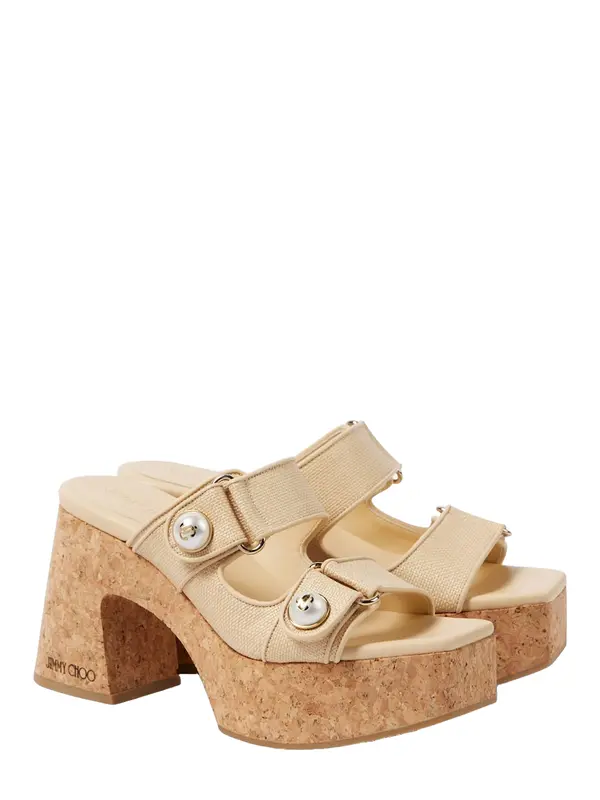 JIMMY CHOO Fayence Platform Mules - Neutrals