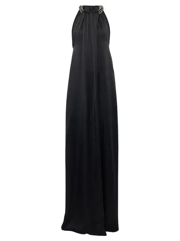 Stella McCartney Embroidered Halterneck Gown - Black