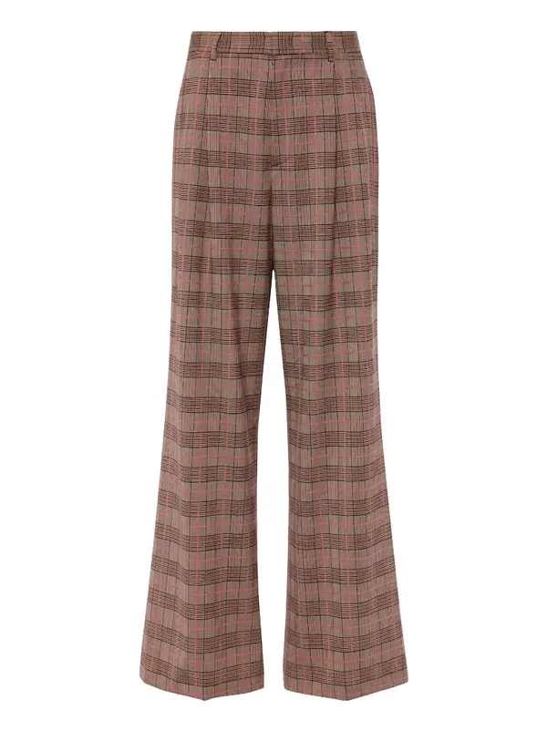 Etro Checked High-rise Wide-leg Pants - Multicoloured