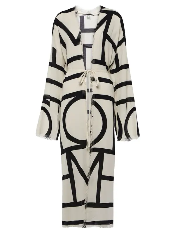 TOTÊME Monogram Cotton Wrap Dress - White
