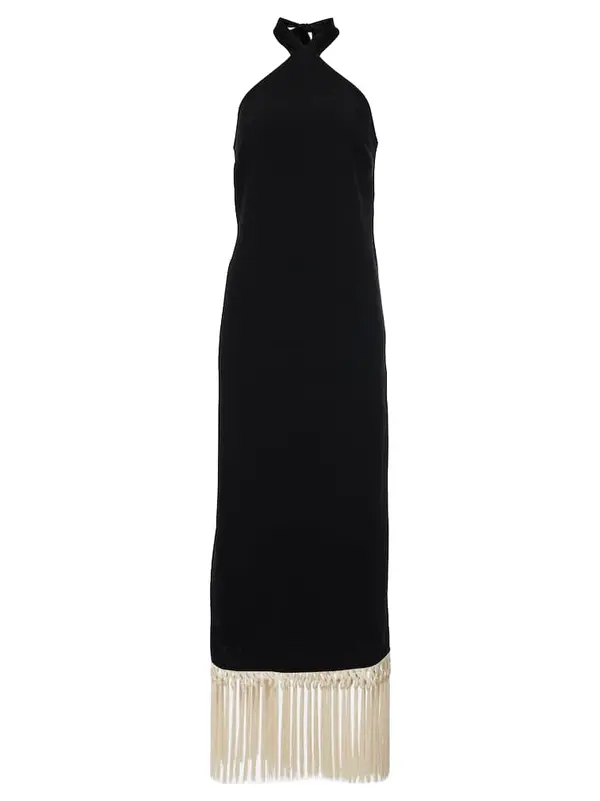 TALLER MARMO Nina Fringed Crêpe Cady Midi Dress - Black