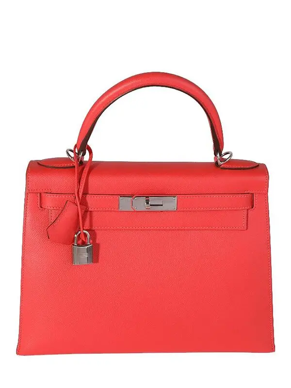 HERMES Kelly 28 Leather Handbag - Pink