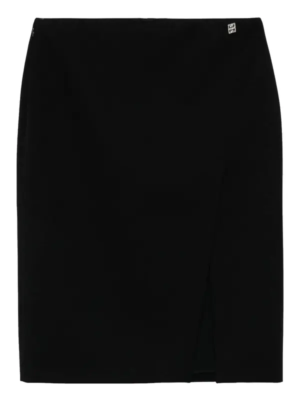 Givenchy 4g Liquid-detail Wool Skirt - Black