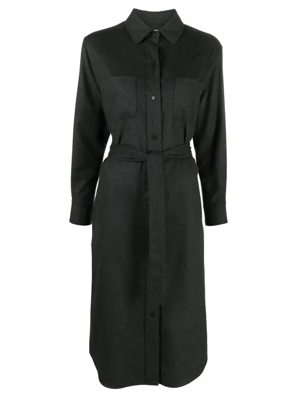 Thom Browne Silk-blend Midi Shirt Dress - Grey