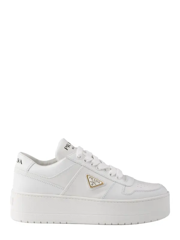 Prada Downtown Bold Leather Sneakers - White