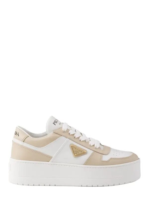 Prada Downtown Leather Sneakers - Neutrals