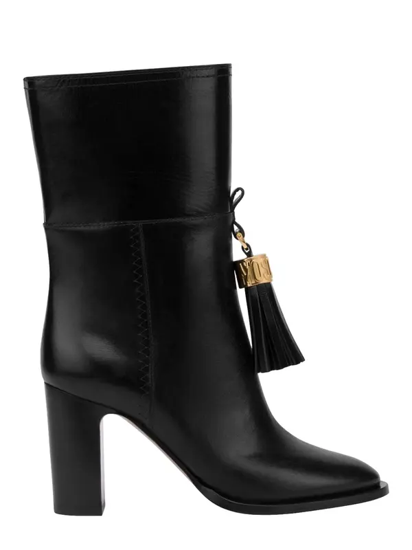 Moschino Tassel-charm Leather Ankle Boots - Black
