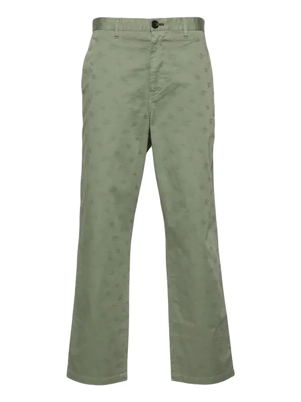 Paul Smith Monogram-jacquard Straight Trousers - Green