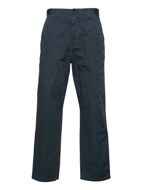 Paul Smith Monogram-jacquard Trousers - Blue