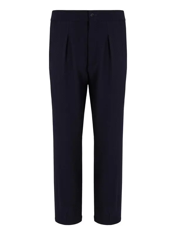 Giorgio Armani Single-pleat Virgin Wool And Cashmere Seersucker Trousers - Blue