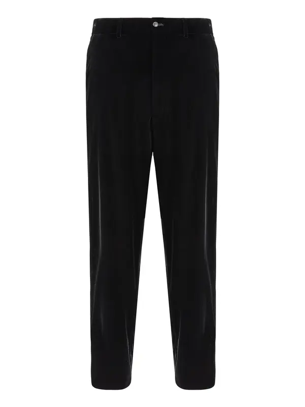 Giorgio Armani Velvet Flat-front Trousers - Black