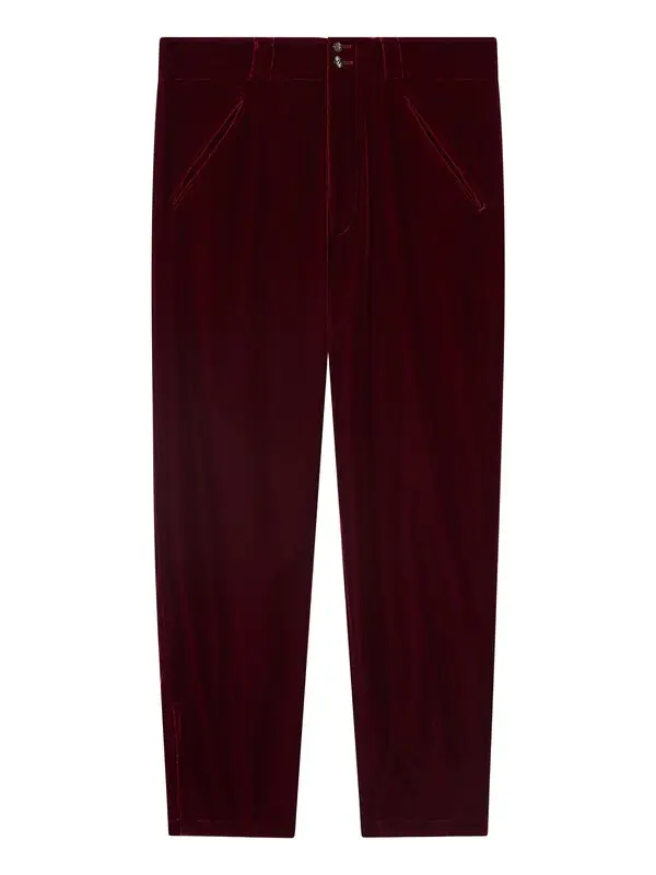 Giorgio Armani Velvet Flat-front Trousers - Burgundy